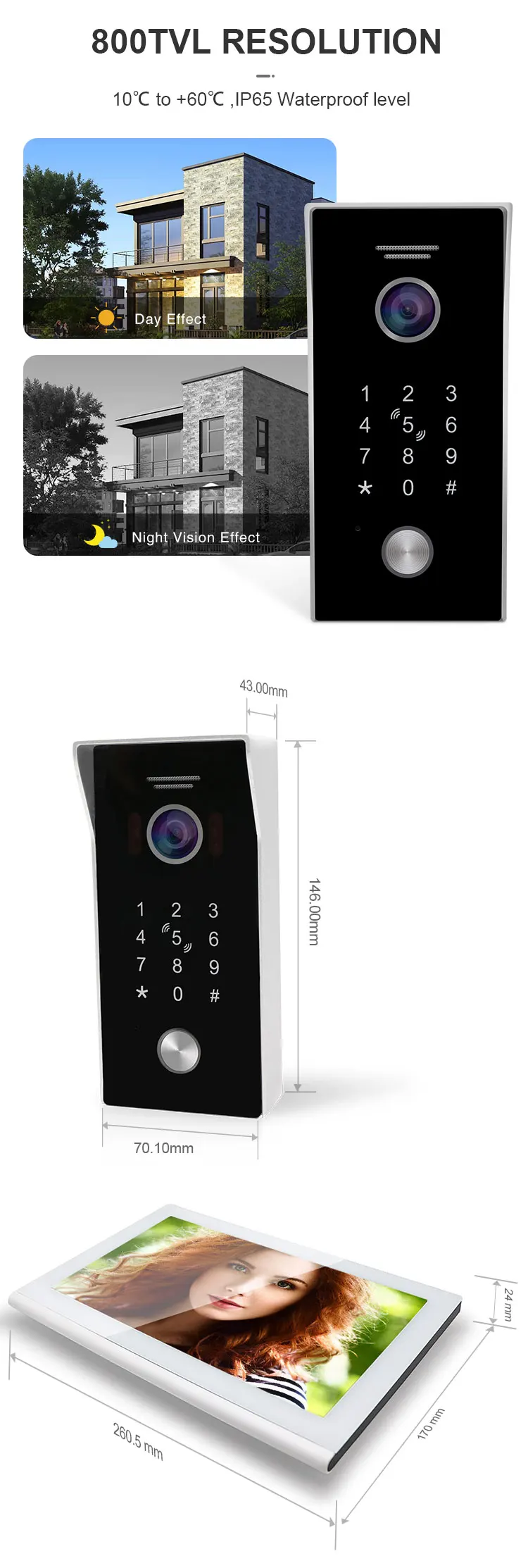 Villa Building Video Intercom 4 Wires Video Door Phone For Villa - Buy ...
