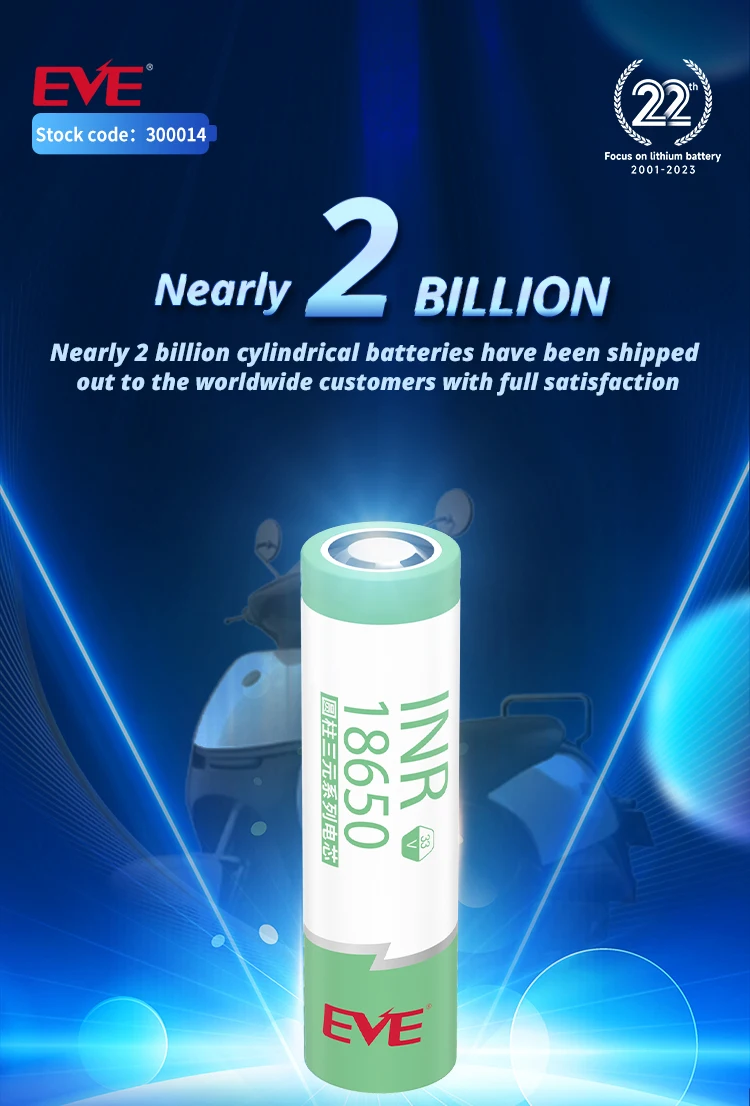 Eve Lithium 18650 33v Battery 3.6v 3200mah 18650 Battery Holder Cell 18650 For Electric Bicycle ...