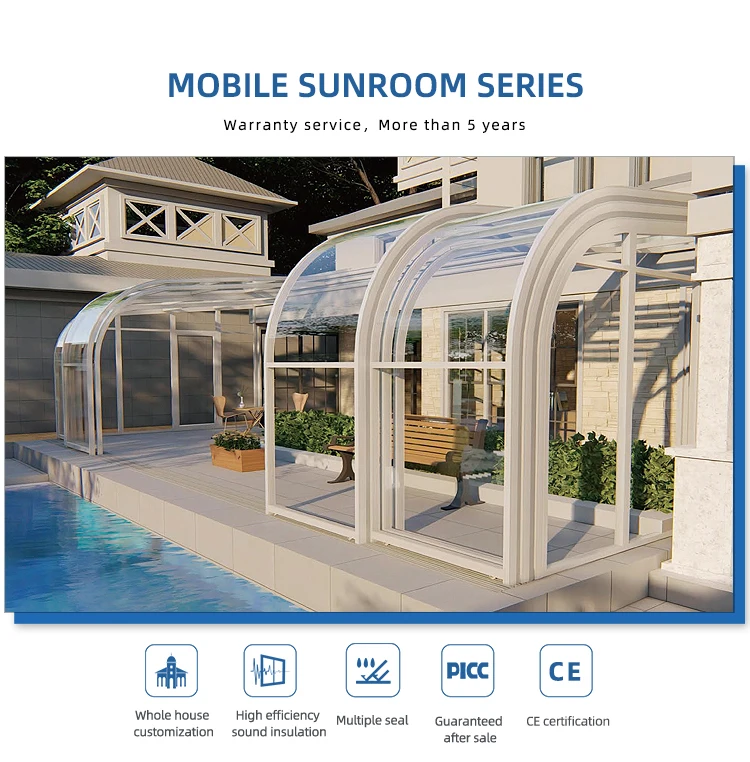 Outdoor Garden Sunroom Low-e Tempered Glass Sunlight Room Detachable ...