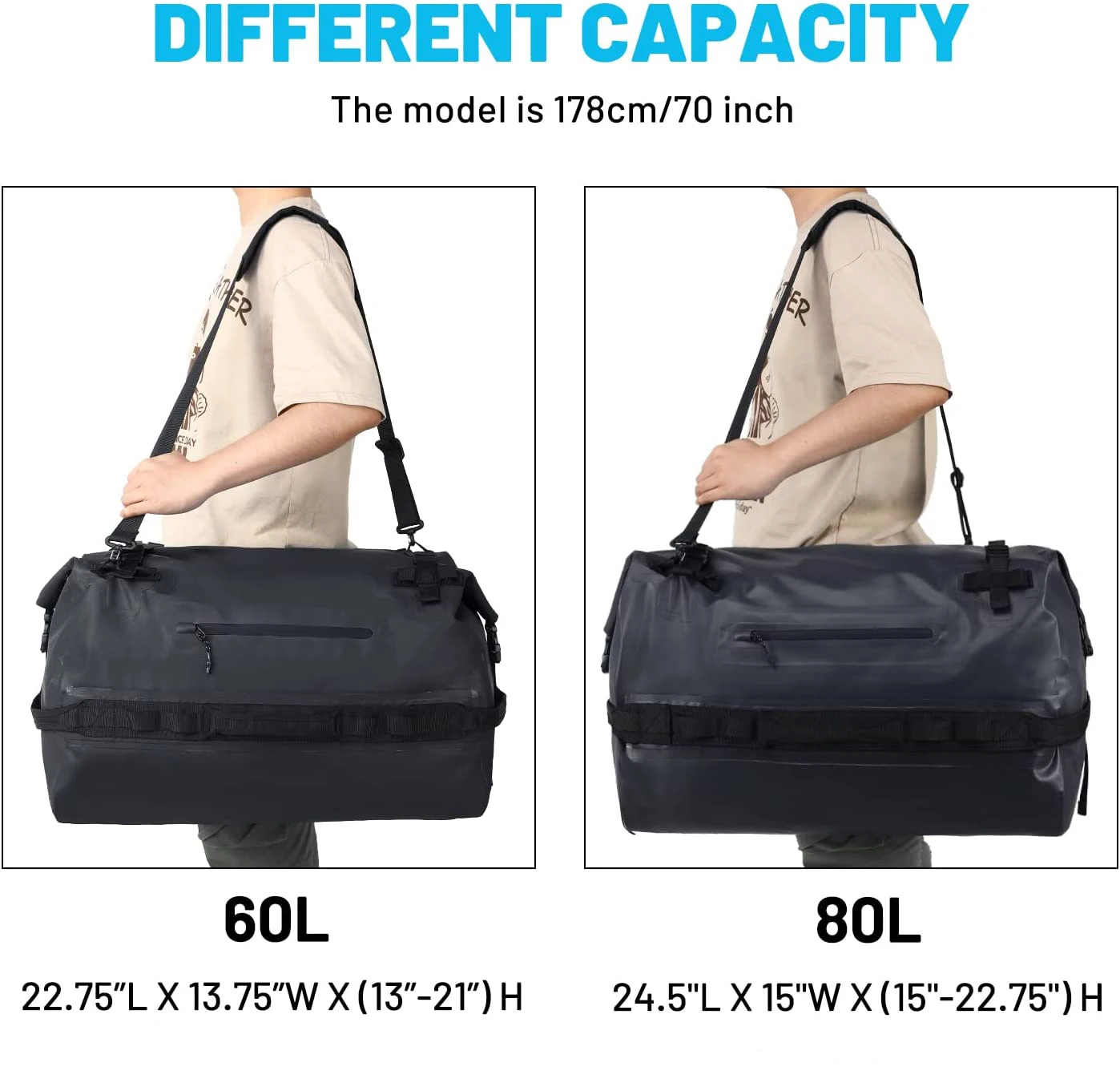 Large Waterproof Duffel Bag Rolltop Dry Backpack Duffle Bags For ...