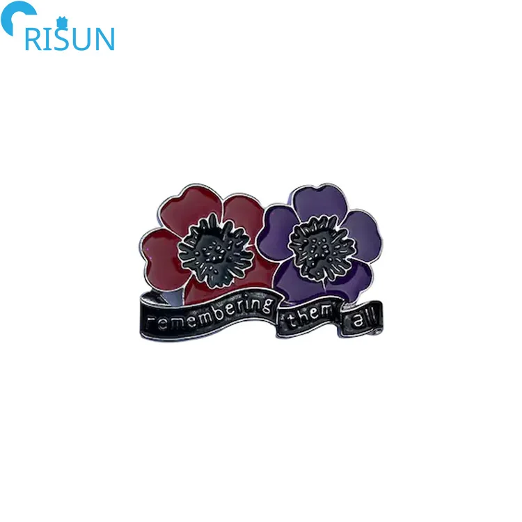 Customized Enamel Lest We Forget Remembrance Day Flag Poppy Lapel Pin Badges Brooches For ...