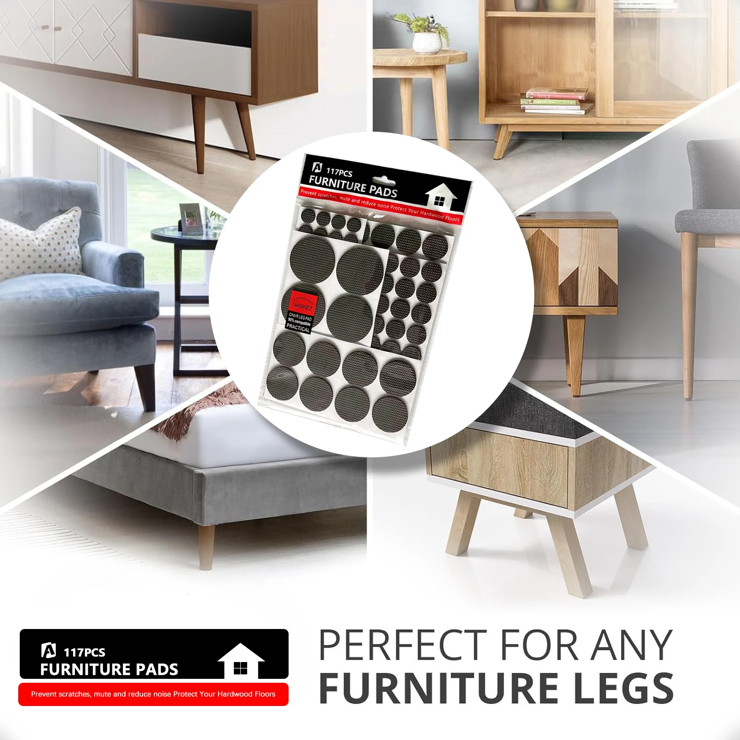 Desk and Chair Leg Sticker Antiskid protection Floor Mat Felt Pad Anti ...