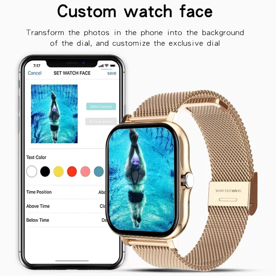 2025 Hot Sales Touch Screen Custom Dial Smart Watch Heart Rate Blood ...