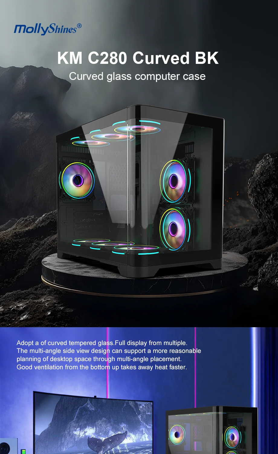 Shop Our Factory Price New Trend PC Case with Curved Glass
