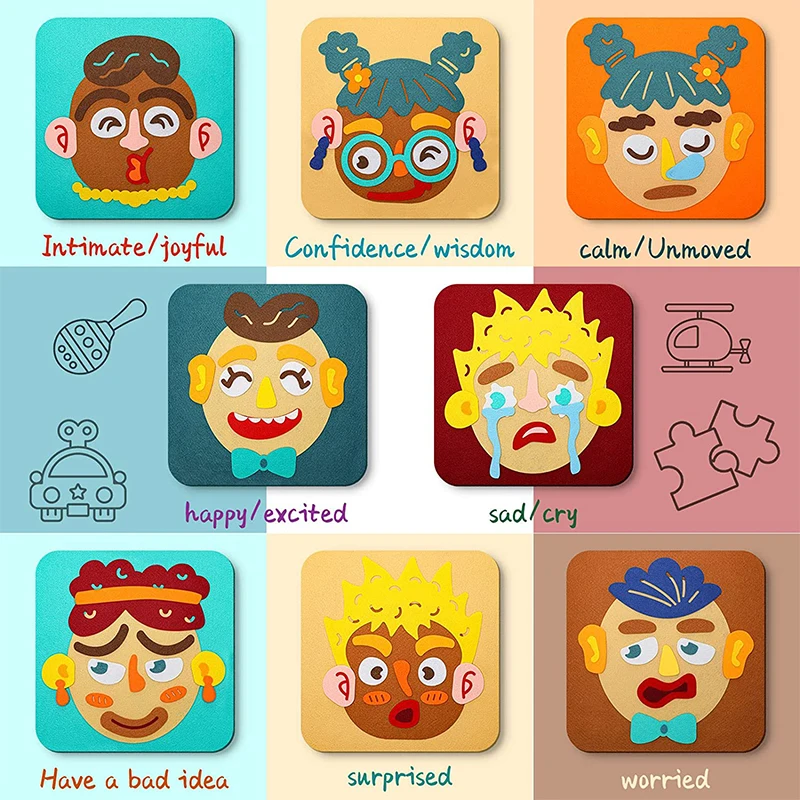 New Preschool Social Emotional Learning Felt Toys Make Faces Emotion ...