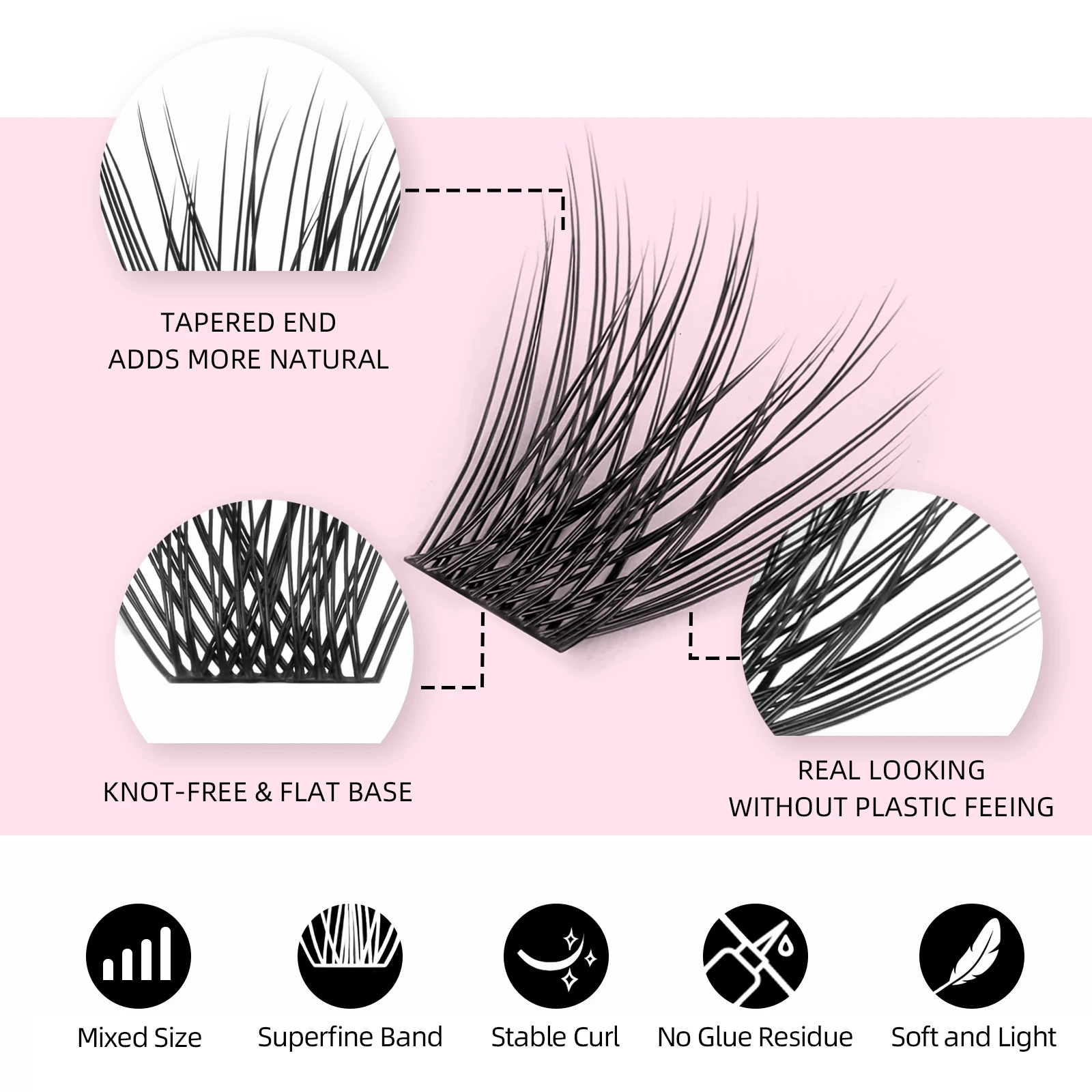 Heat Bonded Cluster Lash Single False Lashes Mink Individual Eyelashes ...