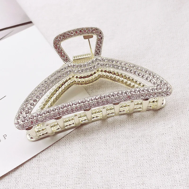 Rhinestone Metal Hair Claw Clip - Delicate Crystal Glitter