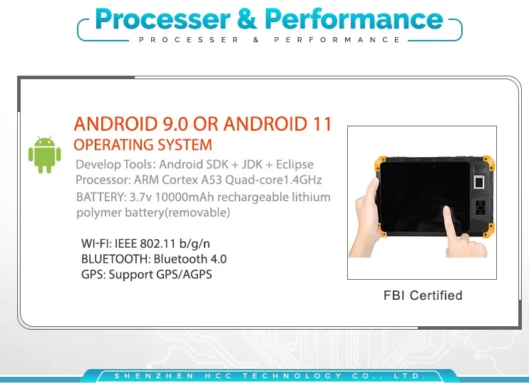 8 Inch Industrial Tablet PC with Biometric Fingerprint Scanner & NFC ...