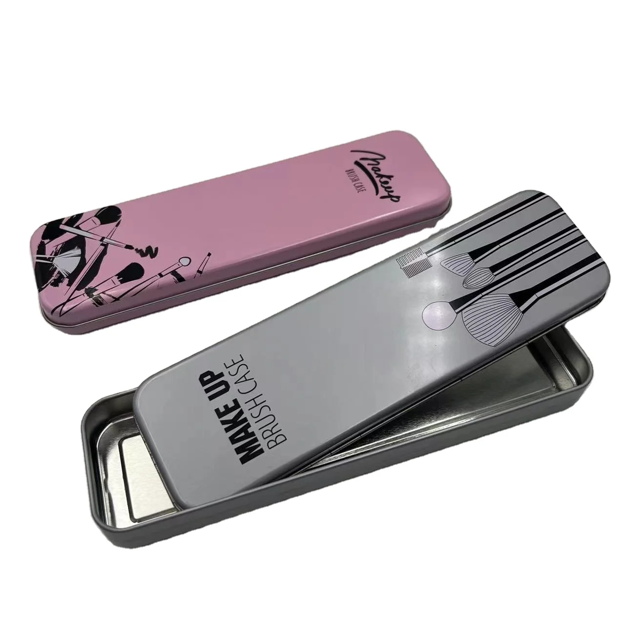 Custom School Pencil Tin Printed Case Storage Rectangular Oval Hinged ...