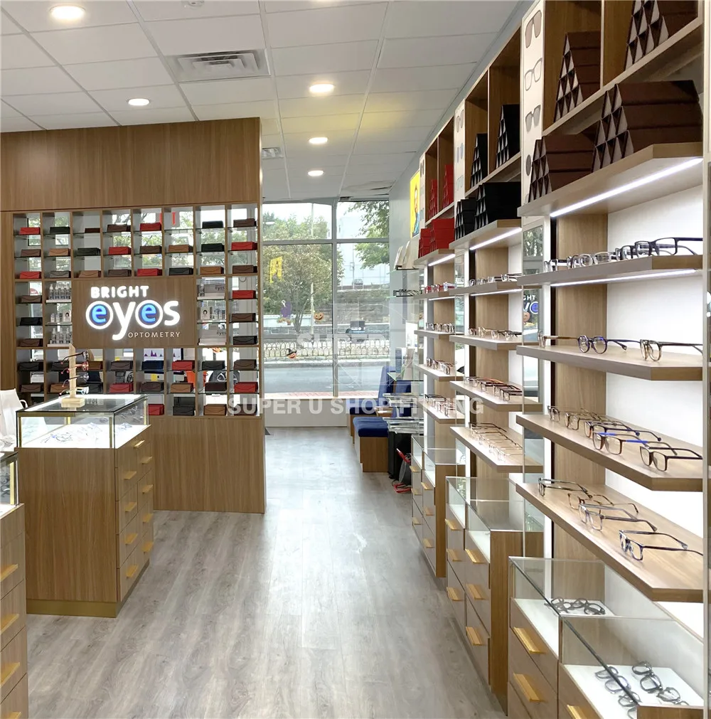 Custom Wooden Eyeglasses Display Shelf Storage Cabinet Optical Store ...