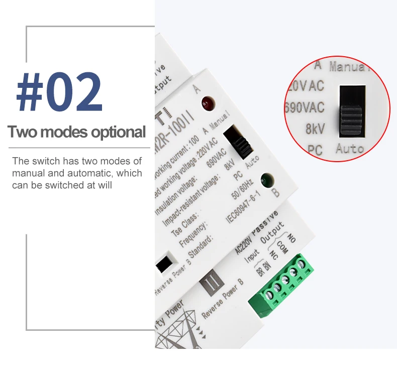 Chyt Lw2r-100 2p 3p 4p Ac 220v 63a 100a 125a Uninterruptible Dual Power Automatic Transfer ...