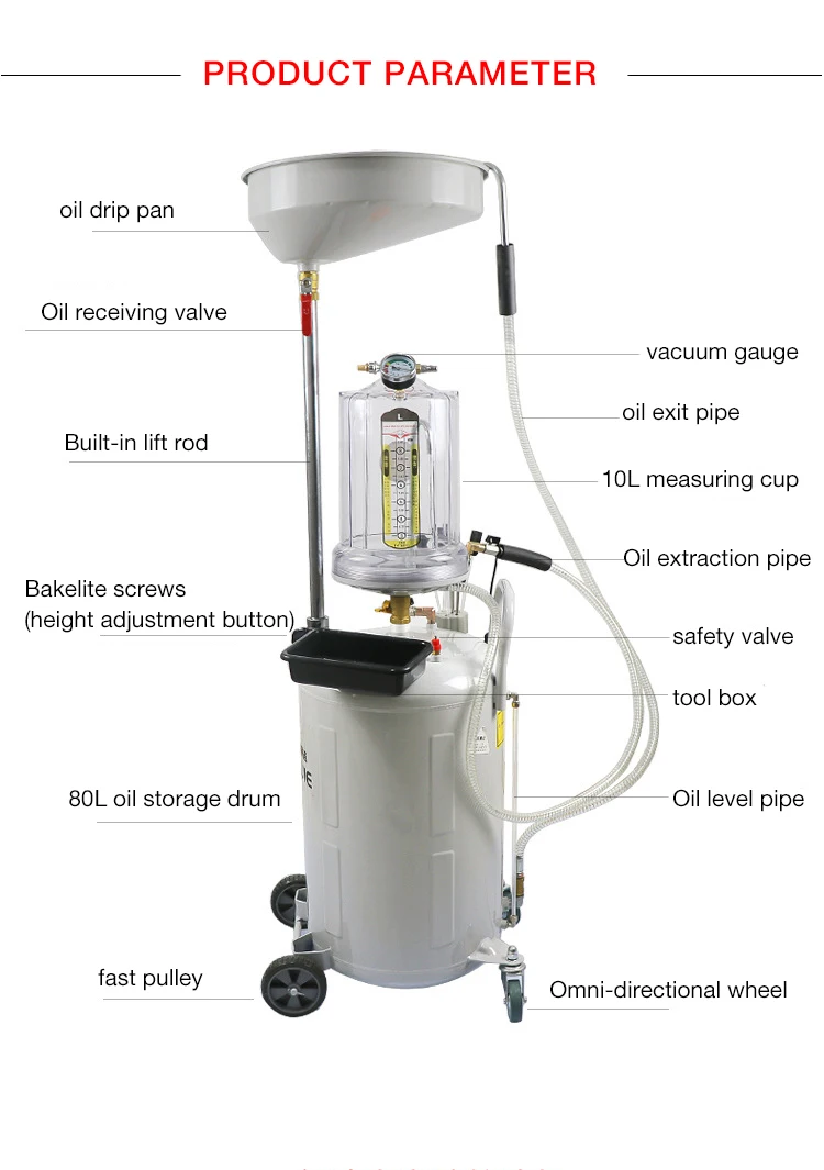 Engine Oil Extractor - Efficient 80L Waste Oil Suction Machine