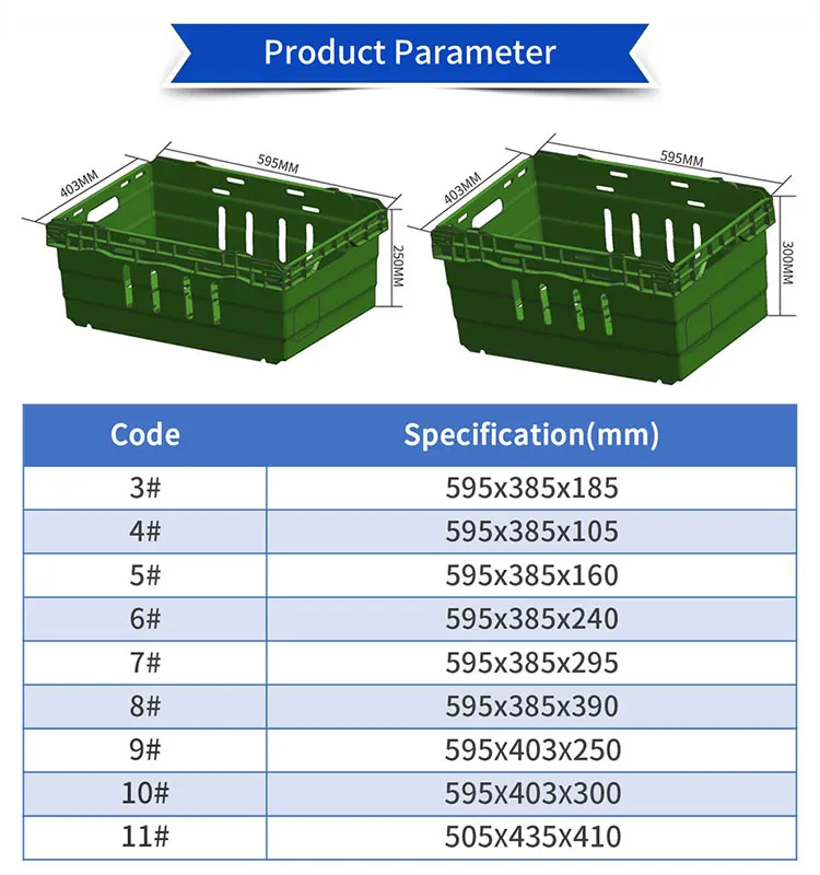 Perforated Food Vegetable Fruits Crate Plastic Harvest Deep Bale Arm ...