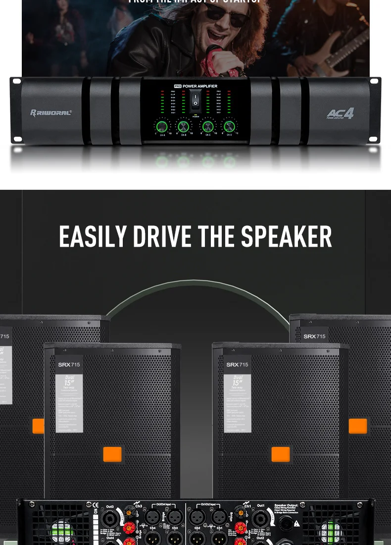 AC4 Power Amplifier - 800W X 4 Channels Professional Audio