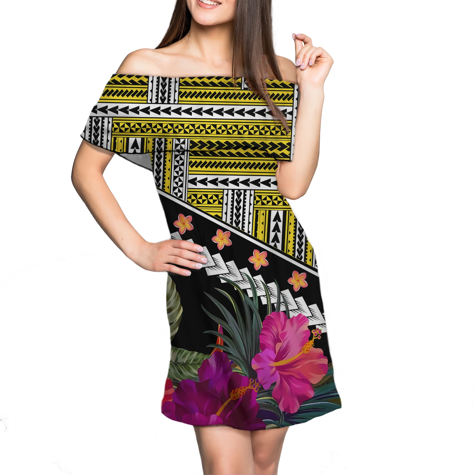 Black And White Tribal Print Dress