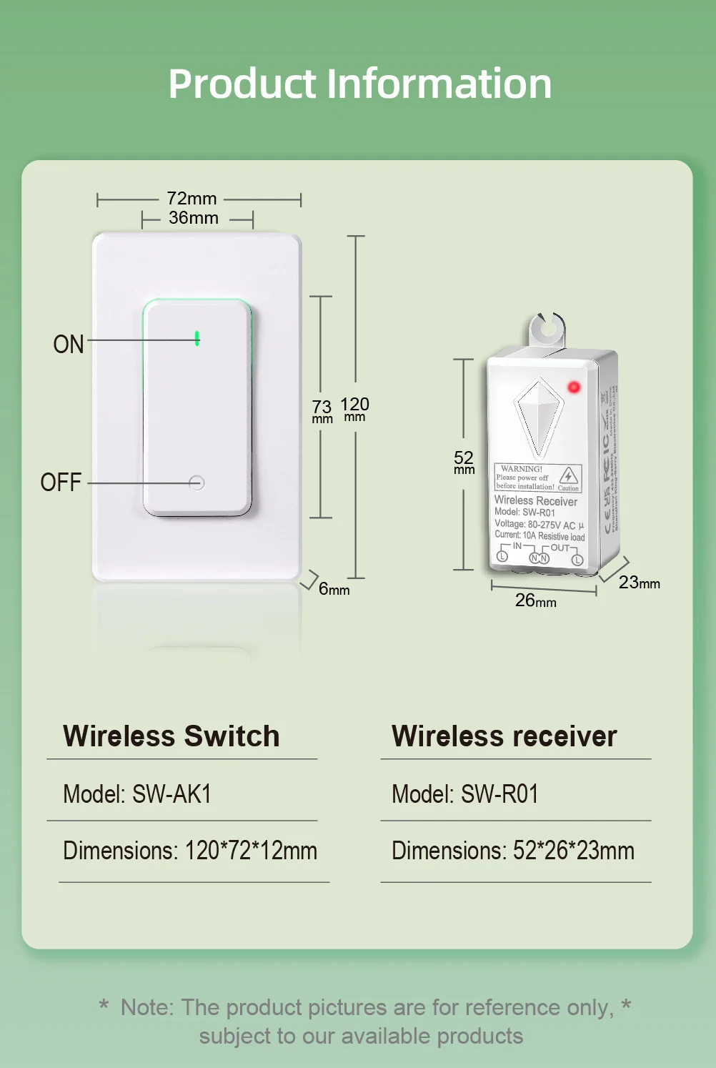 Wireless Ip66 Light Switch Kit Mini Remote Wall Switch Without Wifi ...