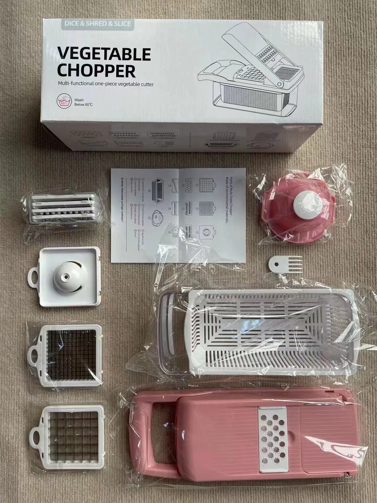 Manual Fruit Vegetable Chopper - 14 in 1 Multifunctional Tool