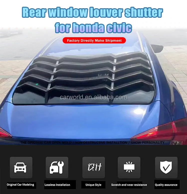 Conversion Car Rear Window Louvers Cover For Honda Civic 2016-2021 Auto ...