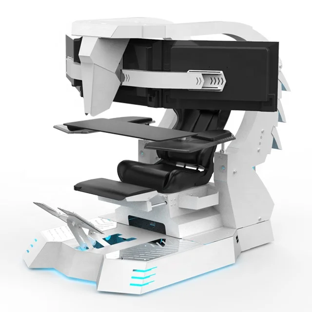 Highback Gaming Workstation Cockpit Chair with Speakers for 3 Monitors ...