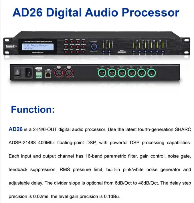 2 Input 6 Output 48k Sampling Rate Dsp Audio Processor Speaker Management Digital Audio 