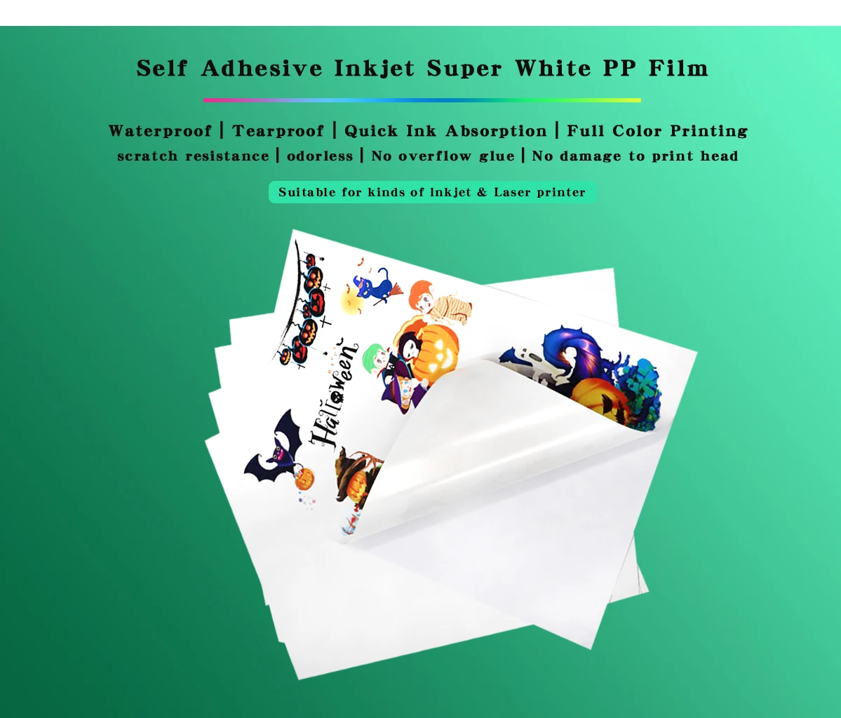 Flexography A4 Sticker Paper Self Adhesive A4 Paper Half Cutting Glossy ...