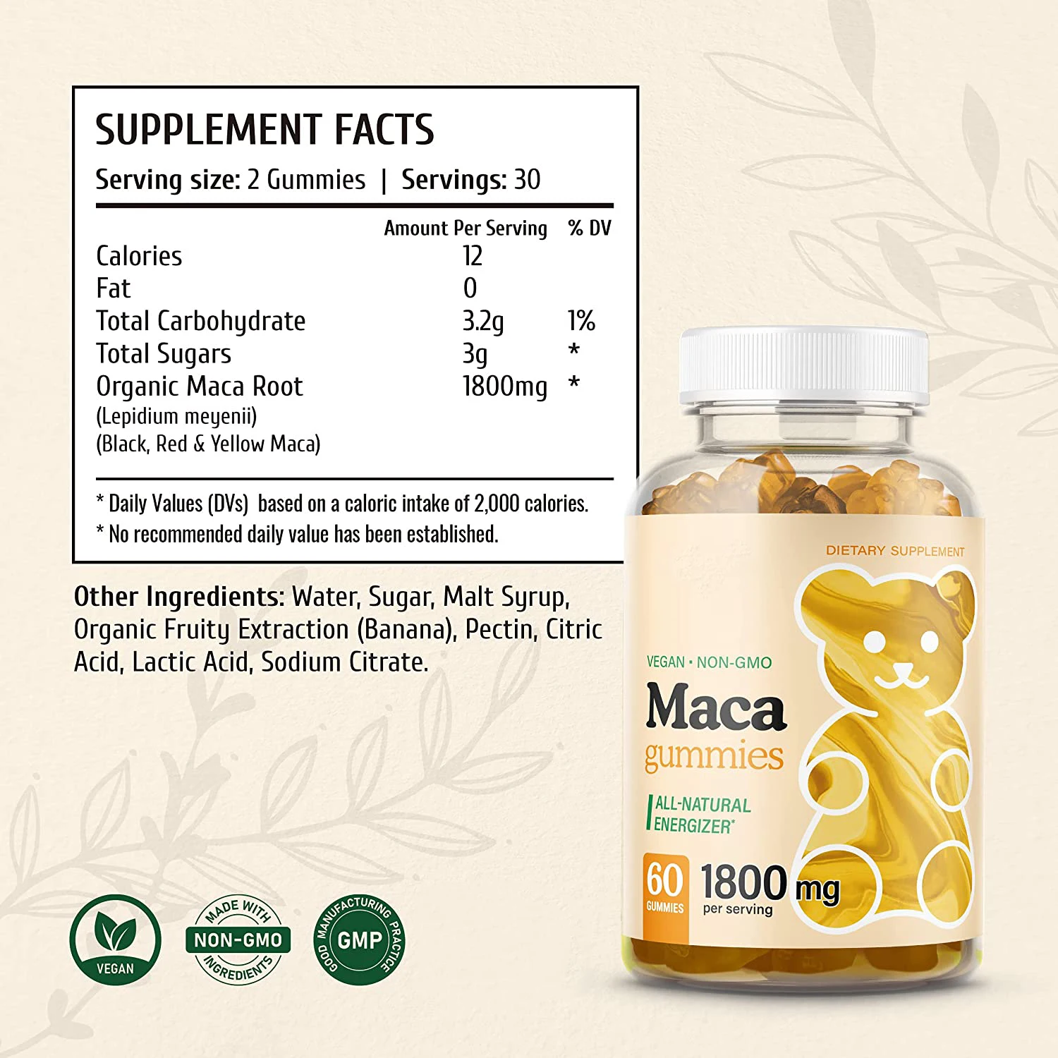 Oem Maca Gummies Organic Peruvian Ginseng Root Supplement For Energy ...