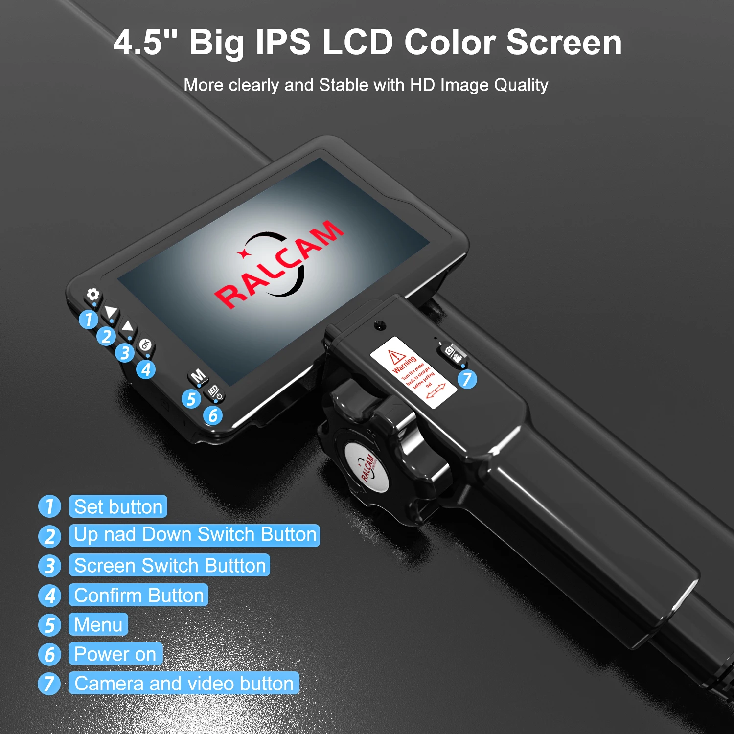 Ralcam Borescope - 5.5M 1M Tube 1080P 2 Way Articulating Endoscope