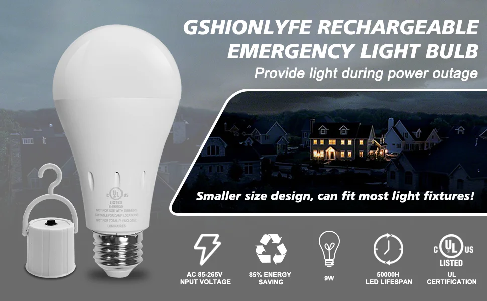 E27 B22 9W Rechargeable LED Bulb - Reliable Emergency Lighting