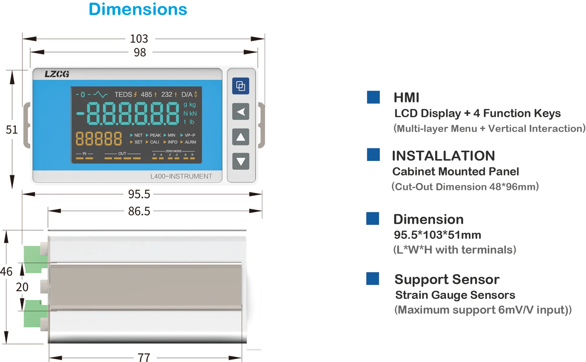 L400b Control Digital Indicator With Rs485 Rs232 Communication Port Modbus Rtu Communication Ted ...