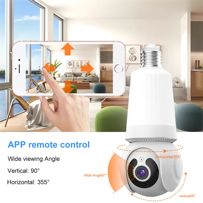 360-degree LED Bulb with 4MP Wireless Smart Camera for Home Security
