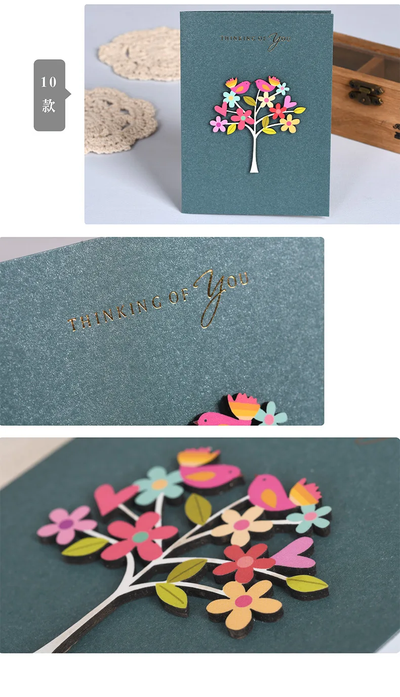 Creative Mini Greeting Cards Handmade Colorful Wood Ornament Kids ...