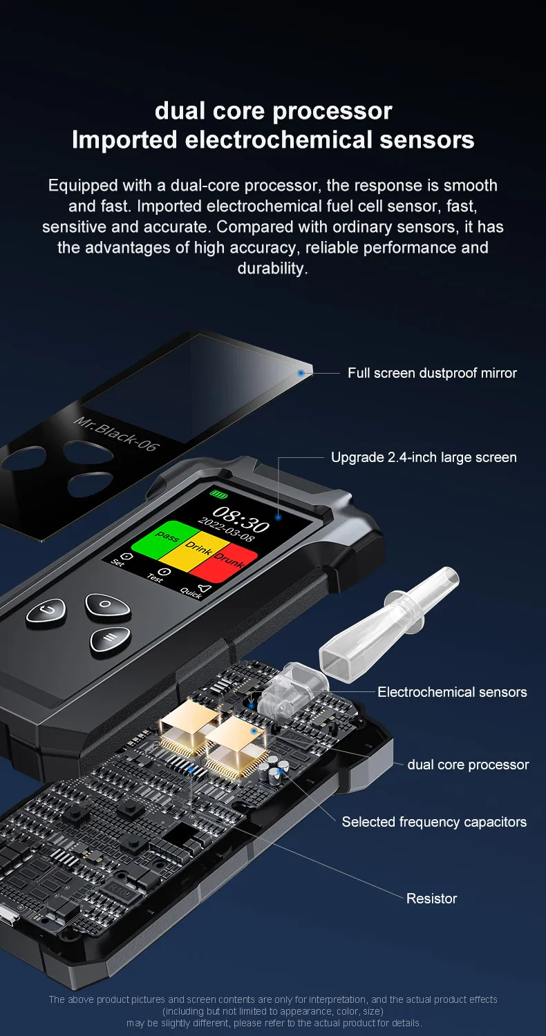 2024 Russia Fuel Cell Sensor Tester Breathalyzer Lcd Digital Alcohol ...