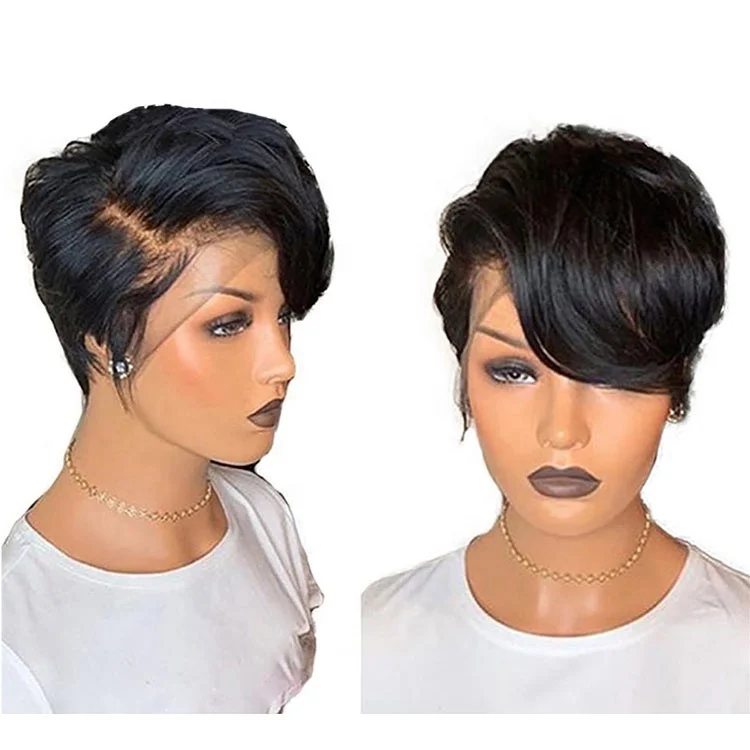 Perruque Pixie Cut Human Hair Wigs Short Lace Front Bob Pixie Wig 613 ...