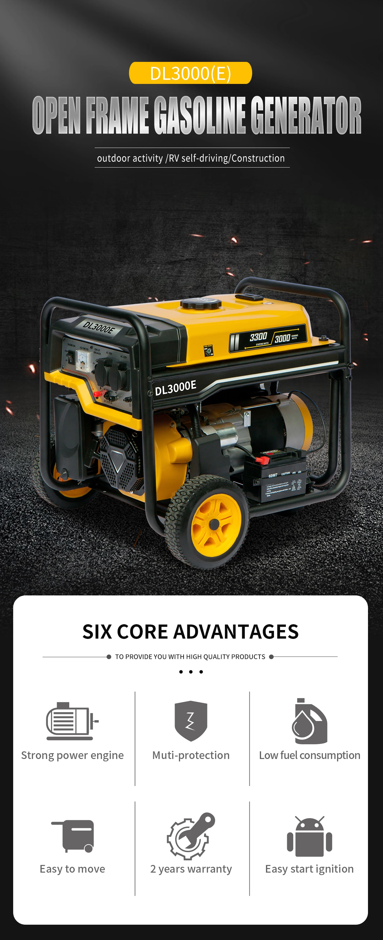 DRIEVLONG 3000W Inverter Generator - Reliable Power Source