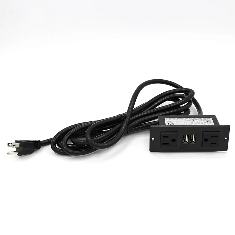 Us Socket Under Desk Power Strip Surge Protector 2 Outlets 2 Usb Ports ...