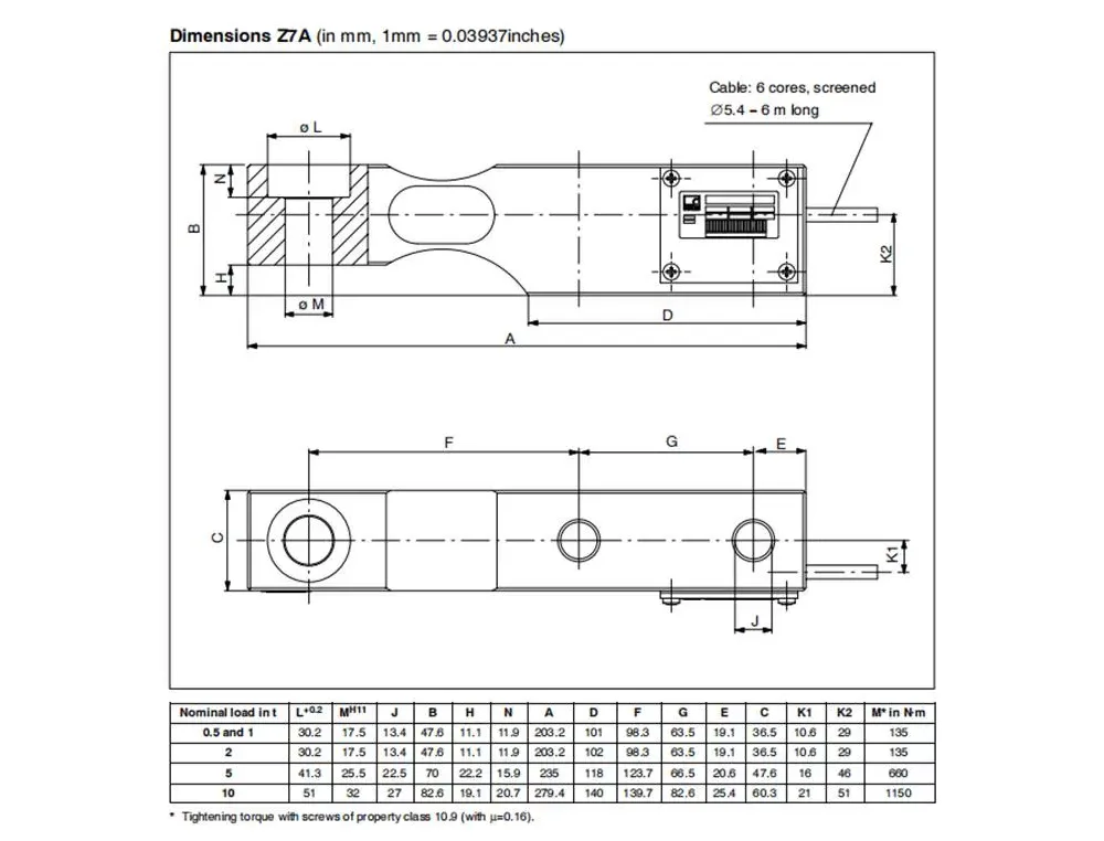 Hbm Load Cell Z7ad1-500kg/0.5t/1t/2t/5t/10t Loadcell 2mv/v Cantilever Type Weight Sensor For ...