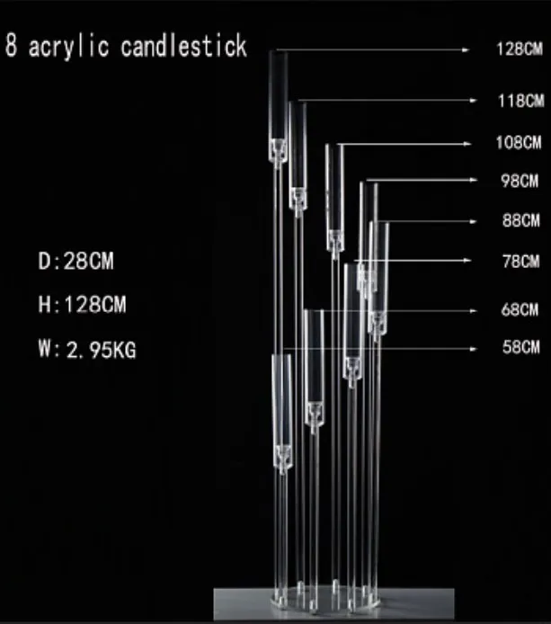 Crystal Modern 8 Arm Wedding Floor Clear Candelabra 128cm Tall Wedding ...