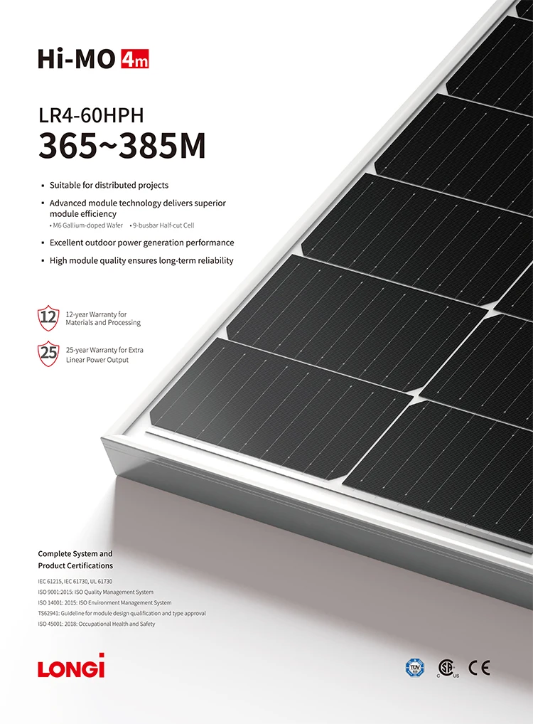 Longi Lr4-60hph 365~385m Mono Crystalline 9bb Half Cut Solar Panel 370w ...
