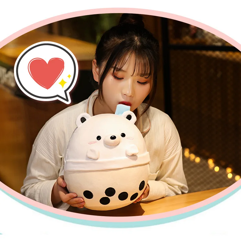 Kawaii Cute Anime Soft Toys Boba Milk Tea Cups Plush Toys Panda Plush ...
