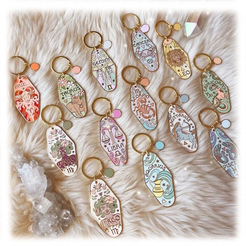 Manufacture Personalized Metal Hard Enamel 70s Motel Boho Keyrings ...