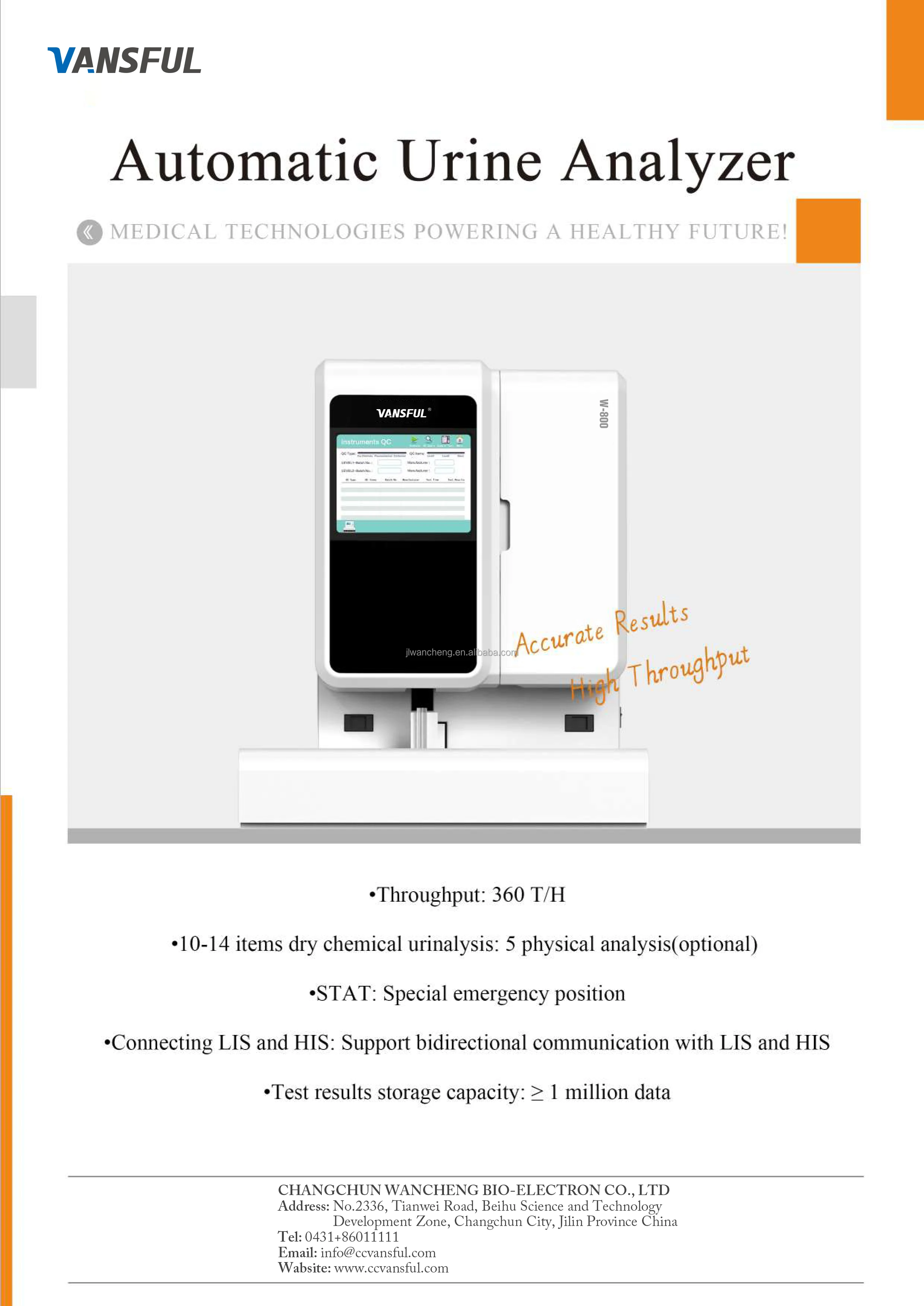 Urine Analyzer Fully Automatic Dry Chemical Testing Integrated ...