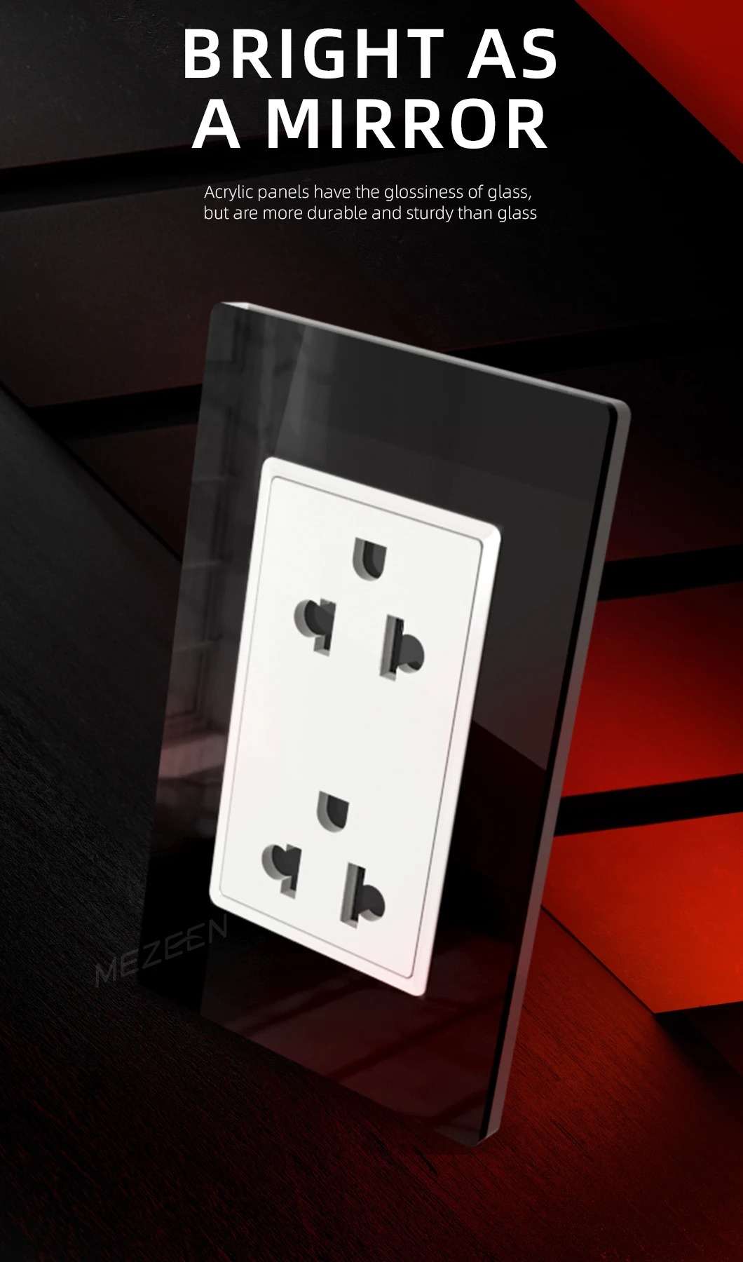 South American Standard Electrical 15a Double Socket Acrylic Dual 3 ...