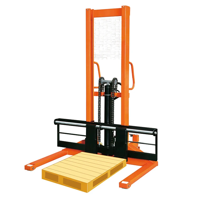 Wide leg manual forklift stacker special size straddle leg pallet ...