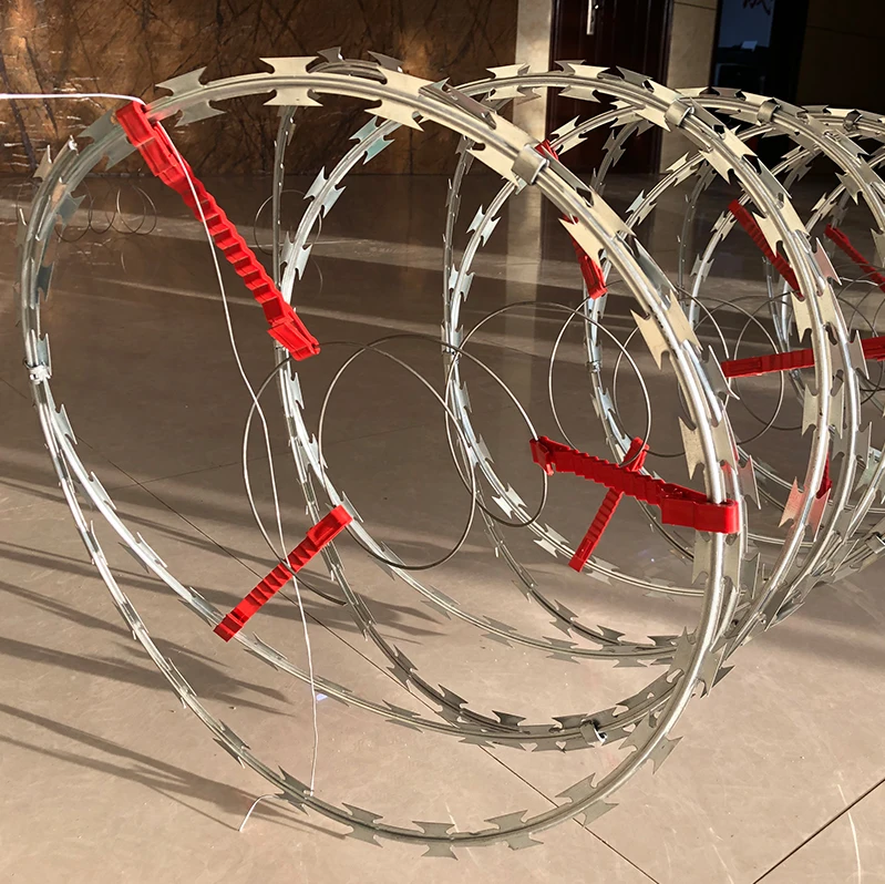Electrified Concertina Razor Wire Coils 450Mm 730Mm Used on the Fence ...