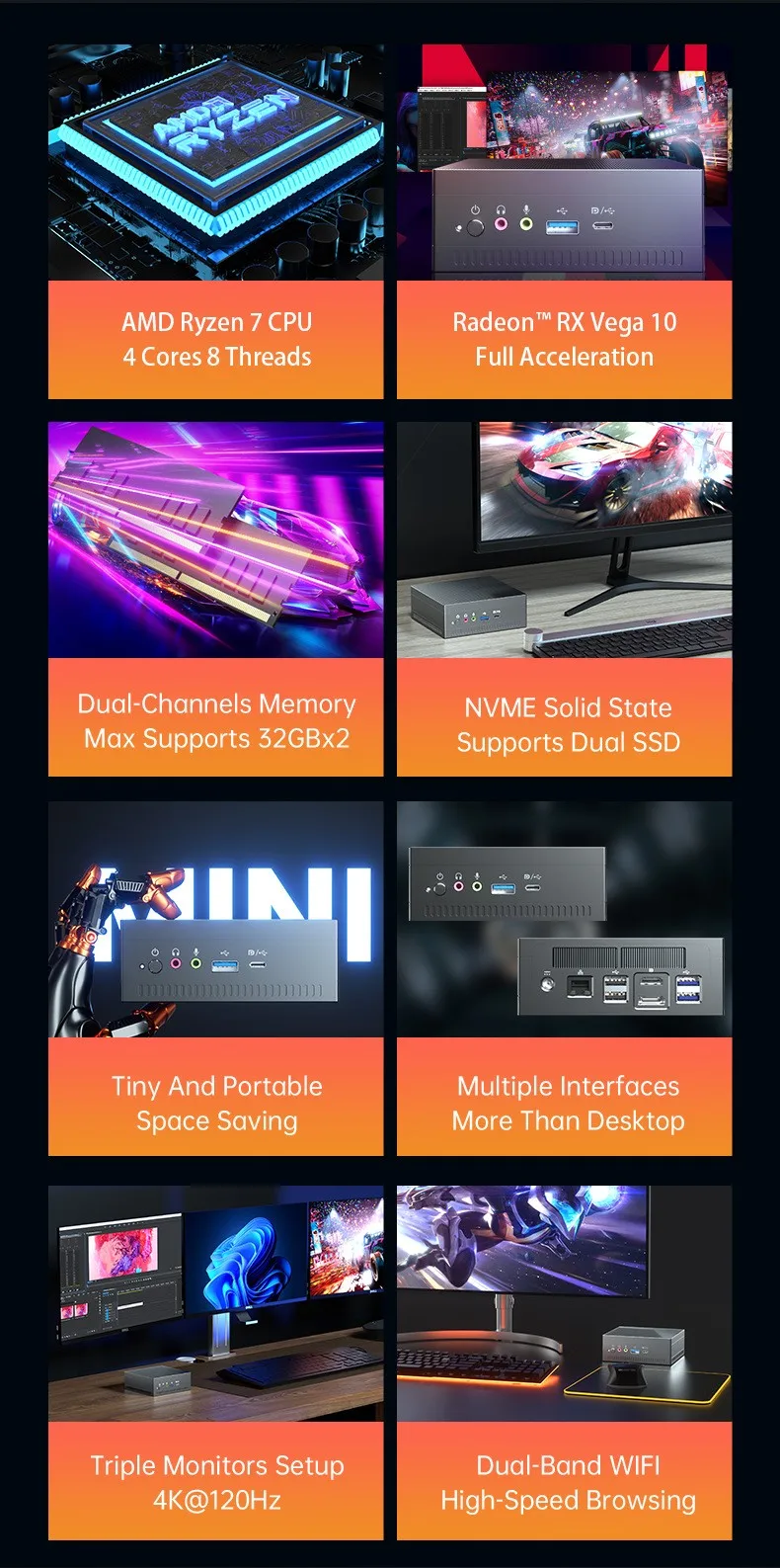 Mini PC Ryzen Windows10 - 4-Core Gaming & Office Power