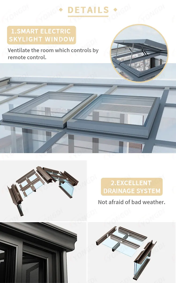 Modern Aluminium Frame Polycarbonate Glass Roof 4 Season Wall Mounted ...
