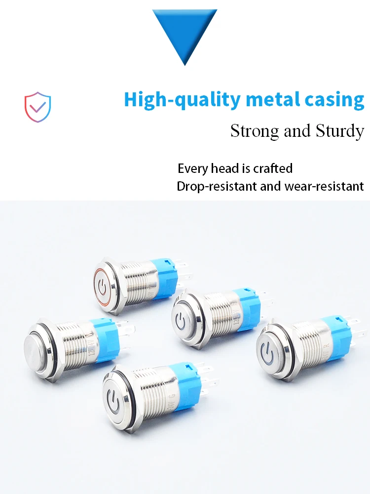 IP68 Momentary Led Pushbutton Switch Stainless Steel Oxidized Black ...