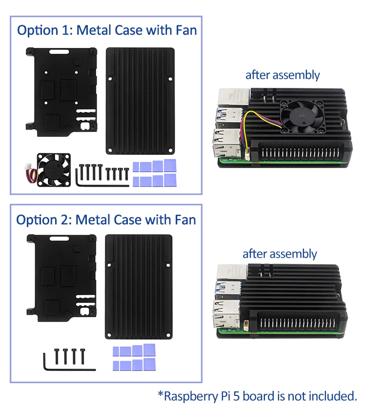 Raspberry Pi 5 Aluminum Alloy Shell Passive Cooling Optional Pwm Fan Metal Case For Raspberry Pi ...