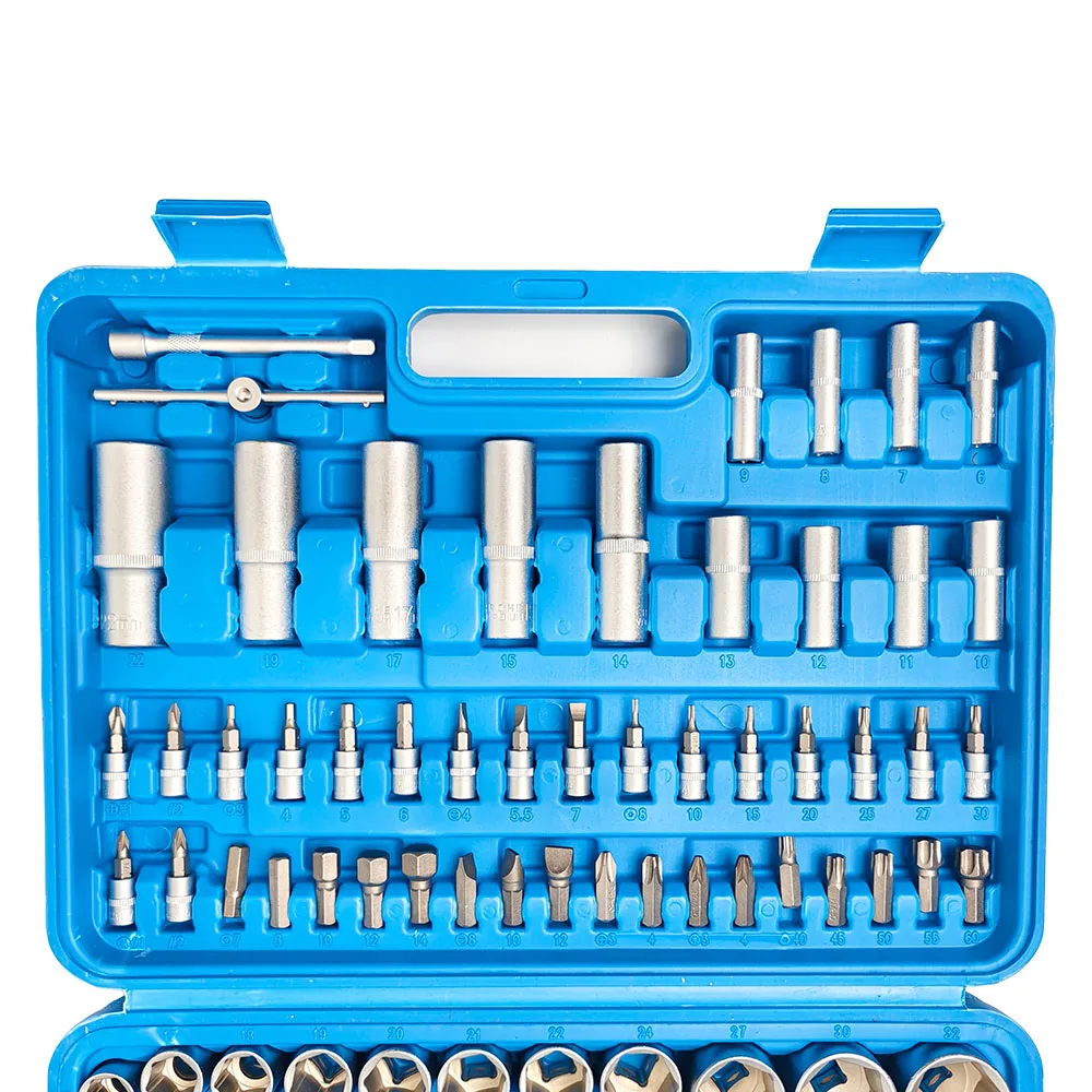 108pcs Drive Socket Set Box Ratchet Wrench Tool Set with Sockets Metric ...