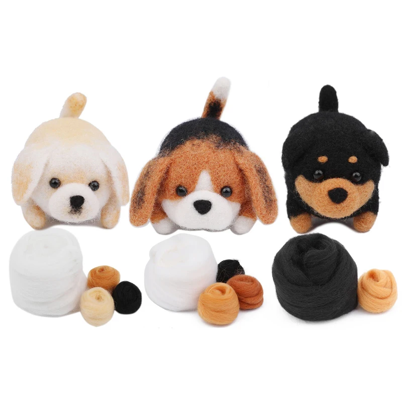 Wool Dog Needle Felting Kit Beginner Felt Poke Kit Needle Felting Craft ...